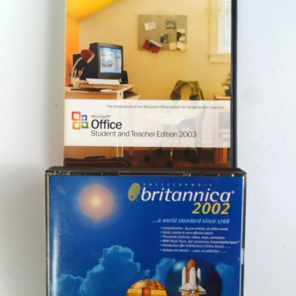 Microsoft & Britannica | Media | Set Ms Office Student Teacher 203 Britannica 2002 Cds | Poshmark